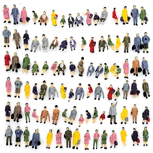 House Life 100pcs 1:87 Scale DIY Painted Figures Tiny People Colorful Mixed Model People Standing and Sitting People Train Park Street Passengers