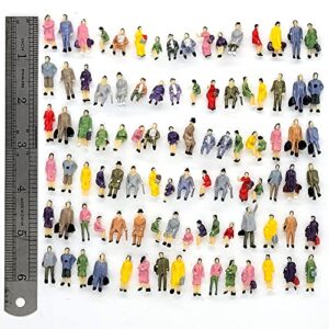 House Life 100pcs 1:87 Scale DIY Painted Figures Tiny People Colorful Mixed Model People Standing and Sitting People Train Park Street Passengers