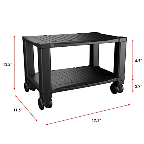 Home-Complete Printer Stand-2-Tier Under Desk Table for Fax, Scanner, Printer, Office Supplies-Compact and Mobile with Wheels for Portable Storage