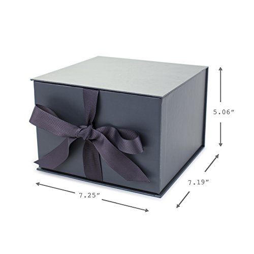 Hallmark 7" Gift Box with Lid and Paper Fill (Solid Gray) for Christmas, Weddings, Graduations, Father's Day, Anniversaries, Valentines Day, Grooms Gifts and More