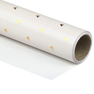 WRAPAHOLIC Wrapping Paper Roll - Pastel Pink Color with Gold Foil Sweet Heart Design for Birthday, Valentine's Day, Wedding, Baby Shower Wrap - 30 inch x 16.5 feet