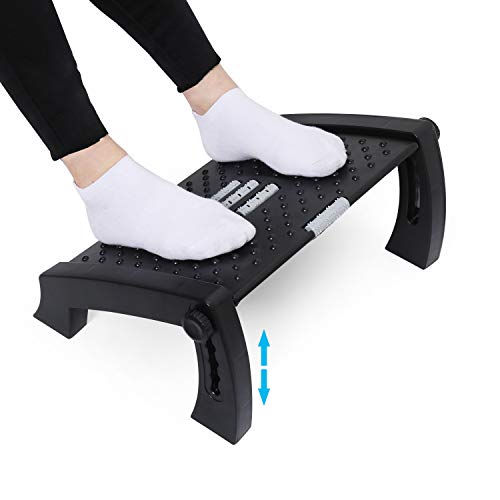 APVTI Foot Rest for Under Desk, Foot Stool -6 Height Adjustable with Massage Surface and Roller for Home Office, All Ages