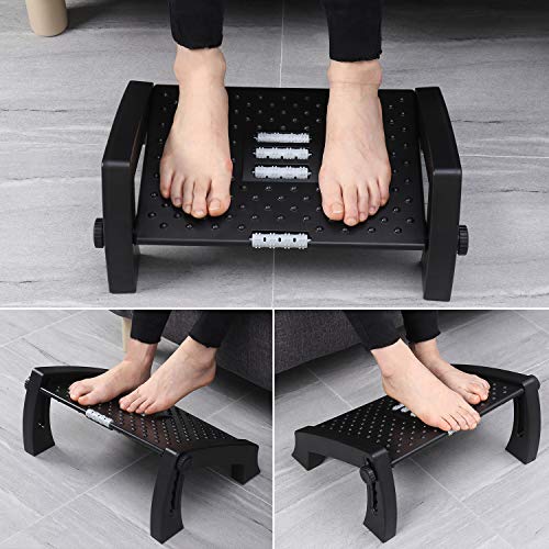 APVTI Foot Rest for Under Desk, Foot Stool -6 Height Adjustable with Massage Surface and Roller for Home Office, All Ages