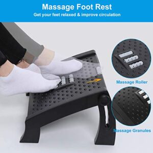 APVTI Foot Rest for Under Desk, Foot Stool -6 Height Adjustable with Massage Surface and Roller for Home Office, All Ages