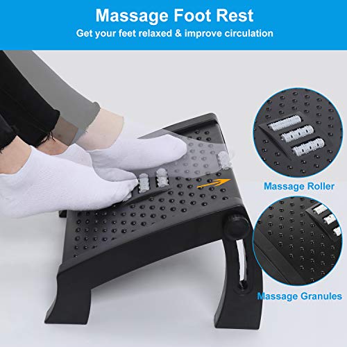 APVTI Foot Rest for Under Desk, Foot Stool -6 Height Adjustable with Massage Surface and Roller for Home Office, All Ages