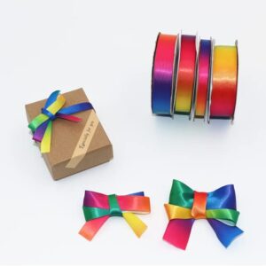 Aertai Wide Single Face Shiny Rainbow Satin Ribbon Roll, 2 inchxContinuous 25 Yards, Ribbon for Gift Wrapping, Wedding Decor & DIY Bow Making (2''x25 Yards)