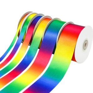 Aertai Wide Single Face Shiny Rainbow Satin Ribbon Roll, 2 inchxContinuous 25 Yards, Ribbon for Gift Wrapping, Wedding Decor & DIY Bow Making (2''x25 Yards)