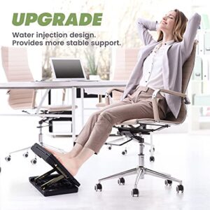 Vhelyom Foot Rest for Under Desk at Work, Height Adjustable Footrest with Massage Roller and Soft Pad, Foldable Ergonomic Foot Rest for Car, Underdesk, Home, Train(Black)