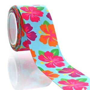 1.5″ summer hibiscus grosgrain ribbon 5yd