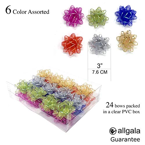 Allgala 24-pc 3" Everyday Gift Wrapping Bows 6-Color Assorted