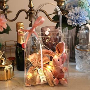 Inn Diary 30pcs Plastic Clear Gifts Bags with Handle Transparent PVC Gift Wrap Bag for Favors Christmas Bags,Reusable Shopping Bags Party Bags