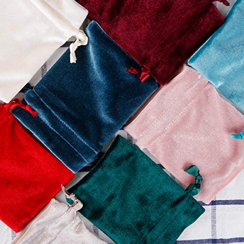 DoGeek 8PCS 3.5" X 4.7" Super Soft Jewelry Bags Luxury Velvet Drawstring Bags Pouches Candy Gift Bags for Christmas Party Wedding Favors