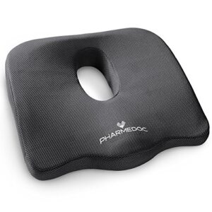 Pharmedoc Seat Cushion, Office Chair Cushions Butt Pillow, Memory Foam Chair Pad for Back, Coccyx, Tailbone, Sciatica Pain Relief Devices, Pressure Relief Seat Cushion