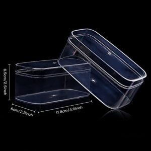 10 Pcs Clear Plastic Rectangle Boxes, 4.64x2.36x2.6" Small Plastic Storage Box with Lid Transparent Clear Containers Display Boxes Favor Gift Box with Glitter Ribbon for Candy Pill Jewelry Christmas