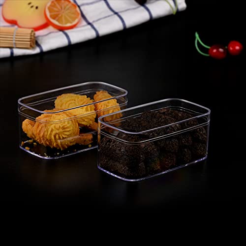 10 Pcs Clear Plastic Rectangle Boxes, 4.64x2.36x2.6" Small Plastic Storage Box with Lid Transparent Clear Containers Display Boxes Favor Gift Box with Glitter Ribbon for Candy Pill Jewelry Christmas