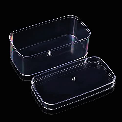 10 Pcs Clear Plastic Rectangle Boxes, 4.64x2.36x2.6" Small Plastic Storage Box with Lid Transparent Clear Containers Display Boxes Favor Gift Box with Glitter Ribbon for Candy Pill Jewelry Christmas