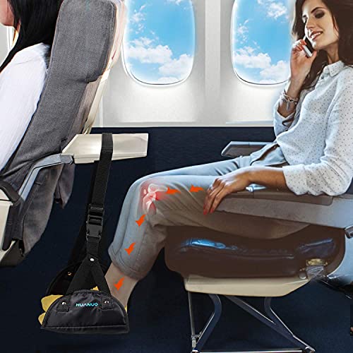 HUANUO 2 Pack Airplane Footrest with Premium Memory Foam，Airplane Travel Accessories，Portable Travel Foot Hammock for Airplane Trian Home Office to Relax Your Feet