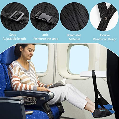 HUANUO 2 Pack Airplane Footrest with Premium Memory Foam，Airplane Travel Accessories，Portable Travel Foot Hammock for Airplane Trian Home Office to Relax Your Feet