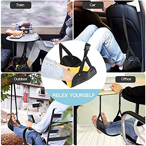 HUANUO 2 Pack Airplane Footrest with Premium Memory Foam，Airplane Travel Accessories，Portable Travel Foot Hammock for Airplane Trian Home Office to Relax Your Feet