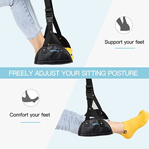 HUANUO 2 Pack Airplane Footrest with Premium Memory Foam，Airplane Travel Accessories，Portable Travel Foot Hammock for Airplane Trian Home Office to Relax Your Feet