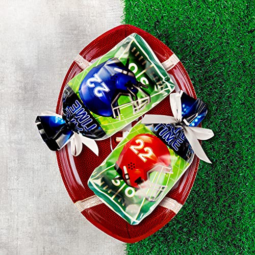 GITMIWS 40pcs Football Party Favors Bags-9'' Football Drawstring Bags Candy Goodies Plastic Drawstring Gift Bags for Rugby Football Themed Party Ideas Boys Kids Decoration Supplies(2 styles, Deep Blue)