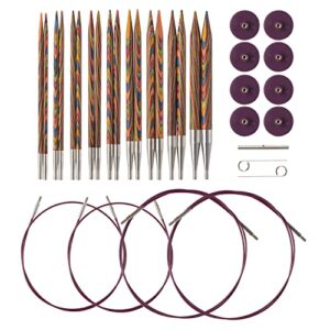 knit picks options wood interchangeable knitting needle set – us 4-11 (rainbow)