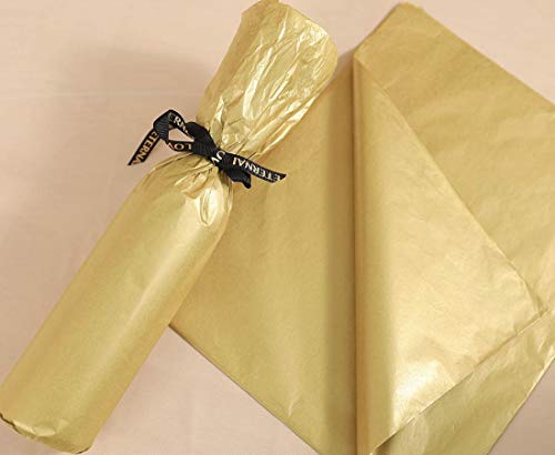 UNIQOOO 40 Sheets Premium Metallic Gold Tissue Gift Wrap Paper Bulk - Perfect Gold Tissue Paper for Gift Bags, Wedding, Party and DIY Crafts - Recyclable Gift Wrapping Accessory, 20X 26