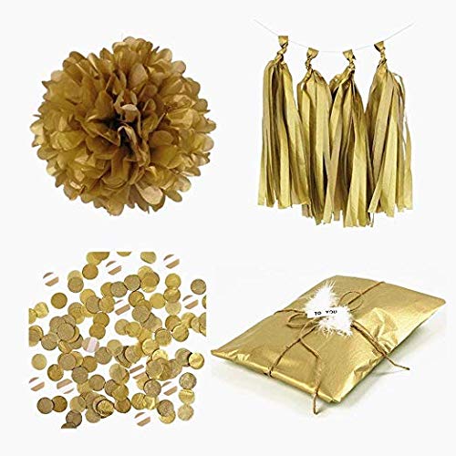 UNIQOOO 40 Sheets Premium Metallic Gold Tissue Gift Wrap Paper Bulk - Perfect Gold Tissue Paper for Gift Bags, Wedding, Party and DIY Crafts - Recyclable Gift Wrapping Accessory, 20X 26