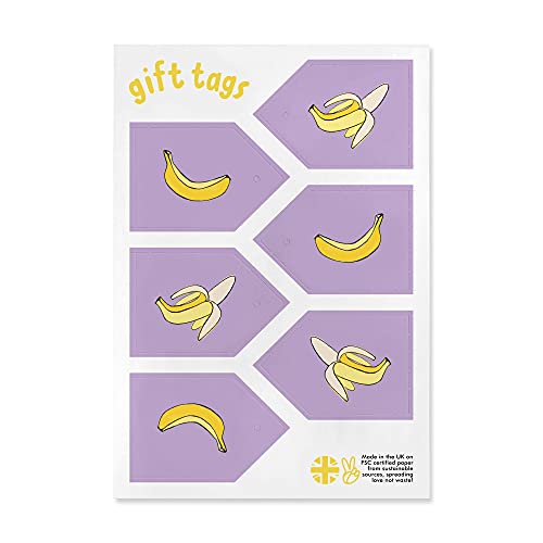 CENTRAL 23 - Purple Gift Wrap - 6 Sheets of Birthday Wrapping Paper - Yellow Bananas - For Men Women Kids - Recyclable