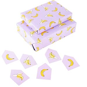 CENTRAL 23 - Purple Gift Wrap - 6 Sheets of Birthday Wrapping Paper - Yellow Bananas - For Men Women Kids - Recyclable