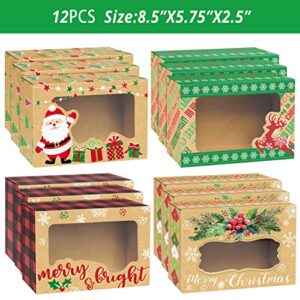 party funny 12 Christmas Cookie Boxes -Large Holiday Bakery Food Container for Gift Giving with 80 Count Christmas Foil Gift Stickers