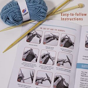 CraftLab Knitting Kit for Beginners, Kids and Adults Includes All Knitting Supplies: Wool Yarn, Wooden Knitting Needles, Yarn Needle and Instructions – Fantastic Gift