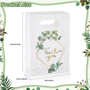 60 Pcs Greenery Eucalyptus Thank You Bags Thank You Gift Bags with Handles, Thank You Paper Bags Bulk for Business, Party, Merchandise, Boutique, Wedding, Birthday