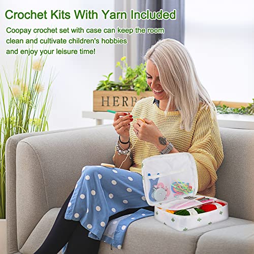 Coopay 58 Piece Crochet Kit with Yarn and Knitting Accessories Set, Cute Knitting Kit for Beginners Include Soft Grip Crochet Hooks, Lace Crochet Needles, Crochet Yarn Balls, Cable Needles & More