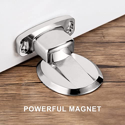 GGIENRUI Magnetic Door Stopper Floor Door Stop Magnetic Heavy Duty Door Holder for Keep Door Open with 3M Self Adhesive and Conceal Screw Mount, 2pcs, Silver