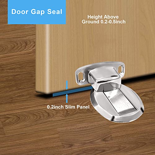 GGIENRUI Magnetic Door Stopper Floor Door Stop Magnetic Heavy Duty Door Holder for Keep Door Open with 3M Self Adhesive and Conceal Screw Mount, 2pcs, Silver