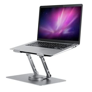 swivel laptop stand, 360 degrees adjustable laptop holder, angle height adjustable laptop stand for laptop up to 17 inches, compatible for macbook pro/air, dell，hp，google pixelbook,surface,asus(grey)