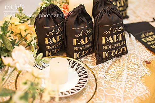 Hangover Kit Bags Portable Key Bag Gifts Bag Avoid Hangover Favor Bag Bachelor Party Wedding Gifts for 21st Birthday Pirate Themed Party Bridal Shower 5x7 Inches, Black Set 10