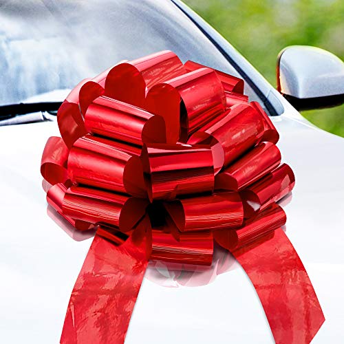 Zoe Deco Big Car Bow (Red, 18 inch), Gift Bows, Giant Bow for Car, Birthday Bow, Huge Car Bow, Car Bows, Big Red Bow, Bow for Gifts, Christmas Bows for Cars, Gift Wrapping, Big Gift Bow