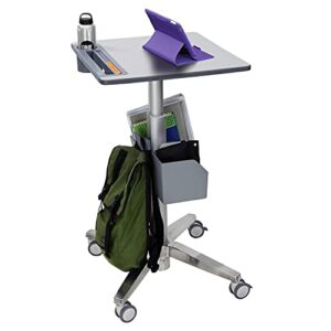 Ergotron – LearnFit Mobile Standing Desk, Rolling Laptop Sit Stand Desk – Tall, Grey