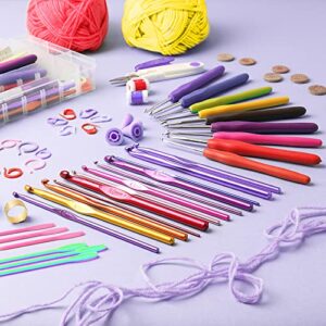 73 Piece Crochet Kit with Crochet Hooks Yarn Set - Premium Bundle Includes Yarn Balls, Needles, Accessories Kit, Canvas Tote Bag and Lot More - Starter Pack for Kids Adults – Beginner, Professionals.