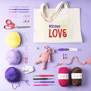 73 Piece Crochet Kit with Crochet Hooks Yarn Set - Premium Bundle Includes Yarn Balls, Needles, Accessories Kit, Canvas Tote Bag and Lot More - Starter Pack for Kids Adults – Beginner, Professionals.