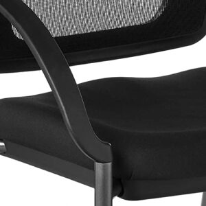 Office Star ProGrid Deluxe Stackable Visitor's Chair with Breathable Back and Padded Lumbar Support Seat, with Rolling Casters, Coal FreeFlex