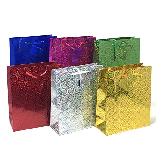 Allgala 12-PC 9 x7 Inch Medium Premium Hologram Gift Bags-GP50301