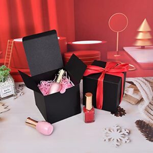 NIGNYA 4x4x4 Gift Boxes, Small Gift Boxes 50 PCS, Black Kraft Paper Box with Lid for Party Favor, Ornaments, Bridesmaid Proposal, Bakery Cookies,Candle Boxes Packaging