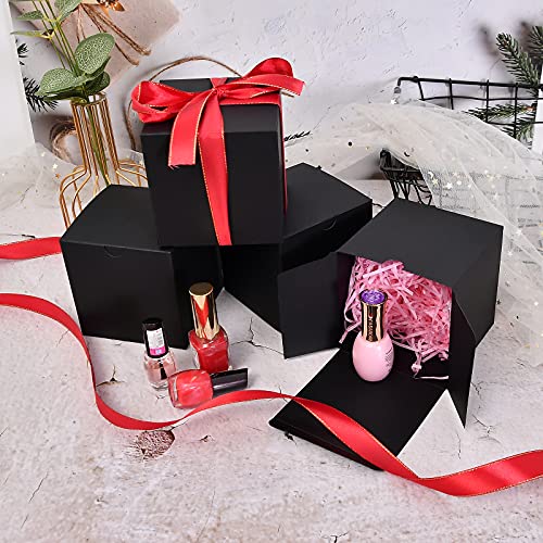 NIGNYA 4x4x4 Gift Boxes, Small Gift Boxes 50 PCS, Black Kraft Paper Box with Lid for Party Favor, Ornaments, Bridesmaid Proposal, Bakery Cookies,Candle Boxes Packaging