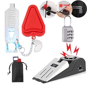 upgraded portable door lock & door stop alarm, home security door locker devices & door stopper, perfect christmas gifts self defense travel essentials for hotel apartment airbnb additional safety