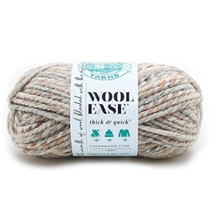 lion brand yarn wool-ease thick & quick yarn, soft and bulky yarn for knitting, crocheting, and crafting, 1 skein, fossil