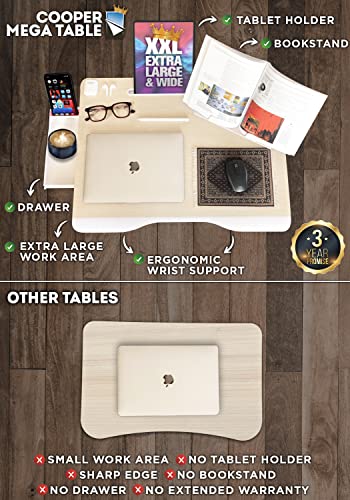 Cooper Mega Table XXL Extra Large Lap Desk for Bed | Laptop Table, Portable Desk, Bed Laptop Desk, for Bed, Desk, Laptop, Writing, Computer Bed Table for Laptop | Floor Table, Floor Desk for Adults