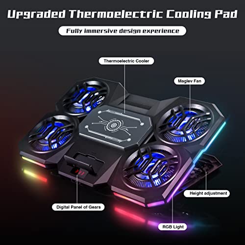 Navazip Laptop Cooling Pad with Thermoelectric Cooler and 4 Fans, Upgraded Laptop Cooler, RGB 14-18 Inches Laptop Stand, Multi-Gear Adjustment, Independent Control, Black